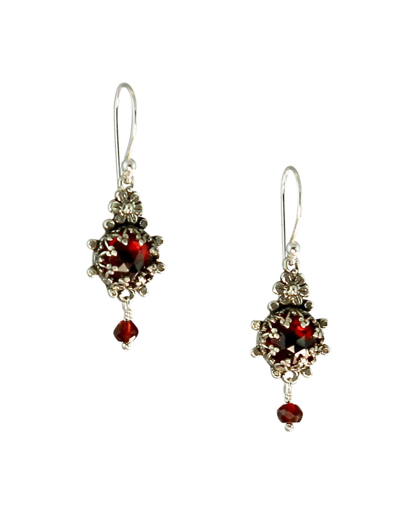 Garnet flower earrings store